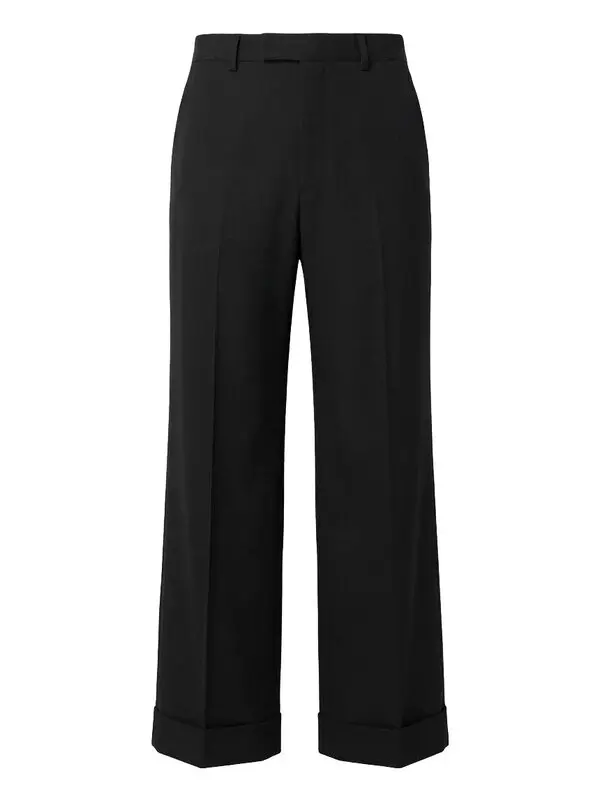 Gucci Wide Leg Gabardine Tailored Trousers - Black