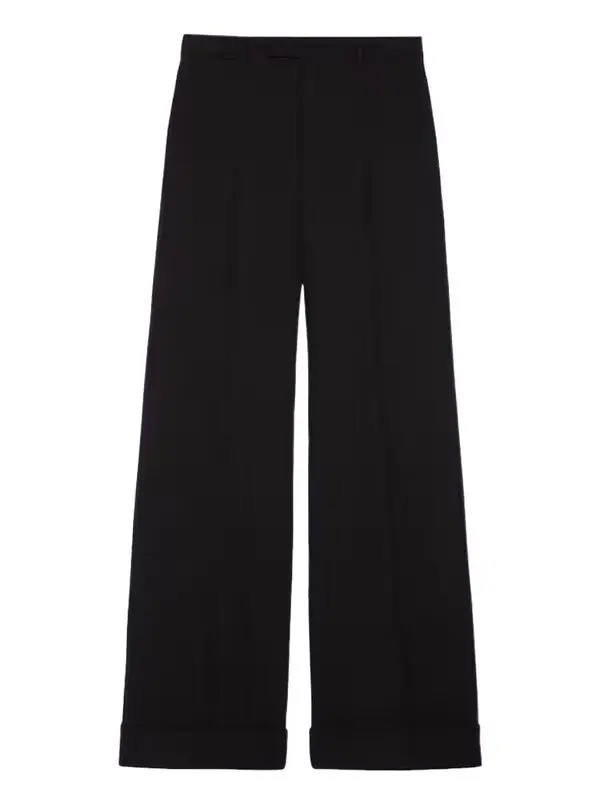 Gucci Wide Leg Gabardine Tailored Trousers - Black