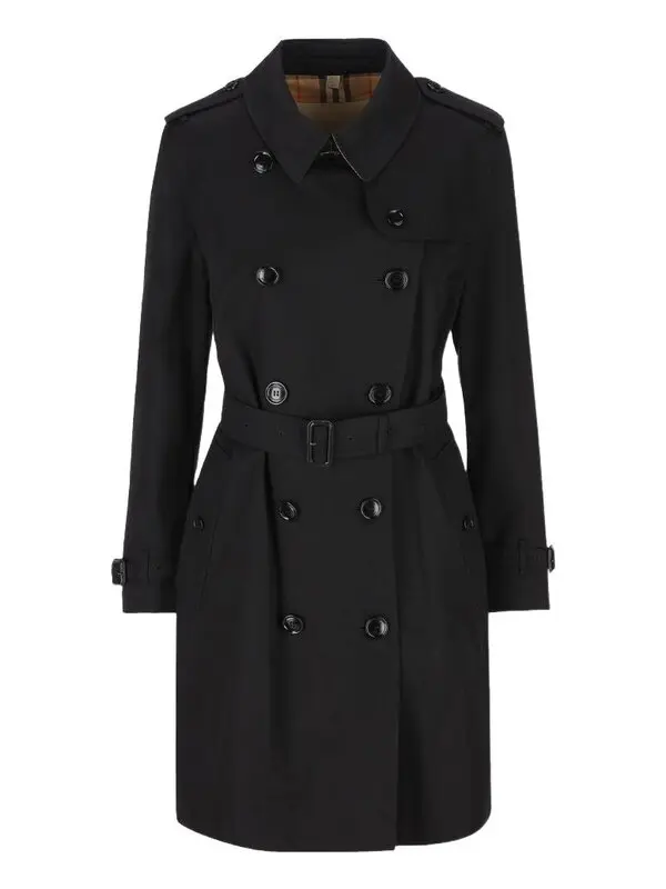 Burberry Double Breasted Belted Trench Coat - Black