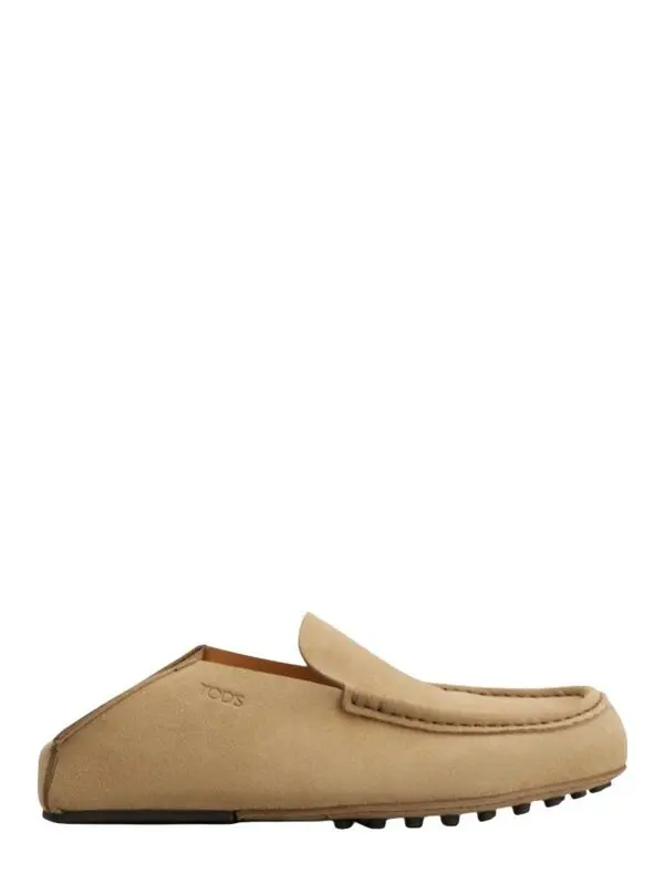 TOD'S Gommino Slip-on Loafers In Calfskin Suede - Nude