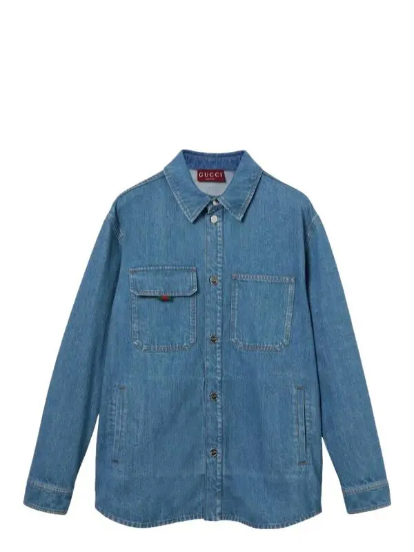 Gucci Collared Long-sleeve Denim Shirt - Blue