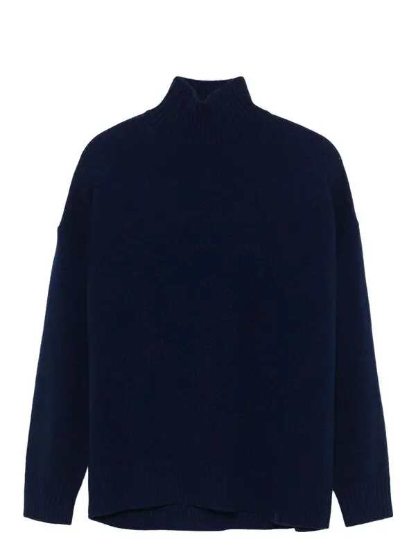 Victoria Beckham Cut-out Ribbed High Collar Sweater - Blue