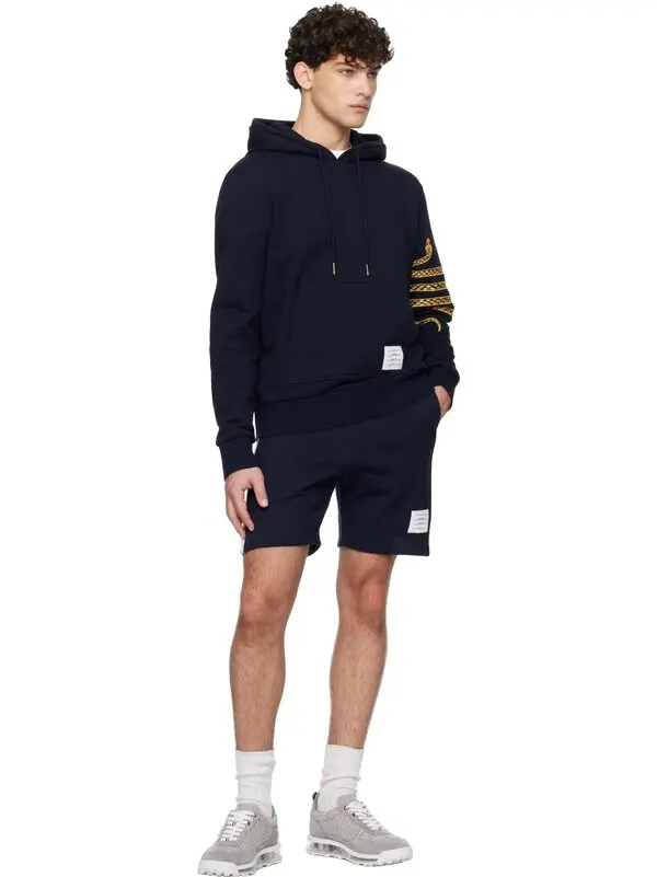 Thom Browne Mid-rise Track Shorts With Drawstring Waist - Navy Blue