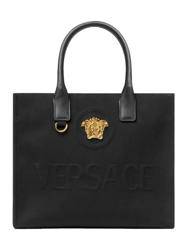 Versace Medusa Logo Embossed Tote Bag - Black