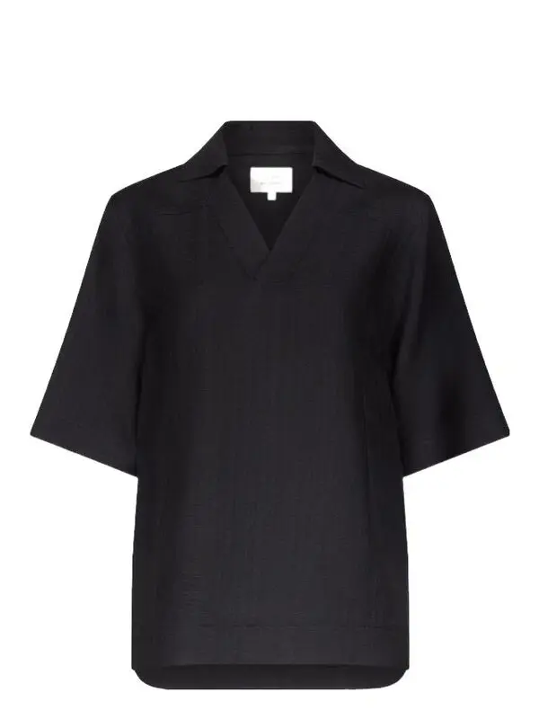 Loulou De Saison Ermo Open-neck Top - Black