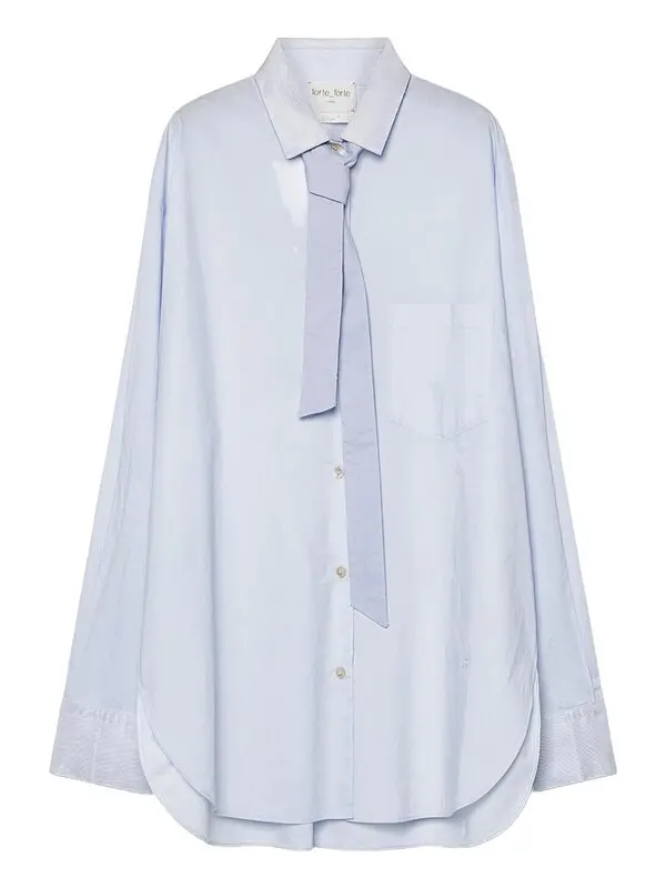 FORTE_FORTE Grosgrain-tie Poplin Shirt - White
