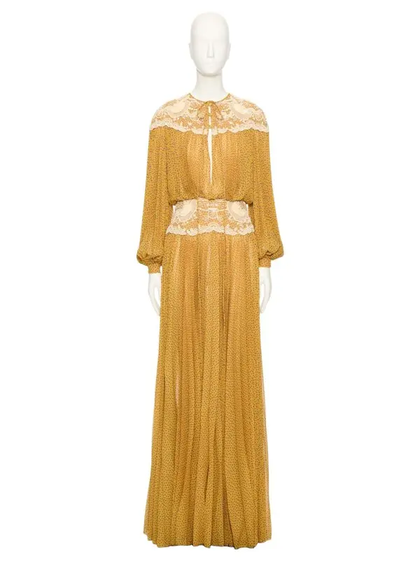 Valentino Garavani Long Sleeve Lace-up Dress - Brown