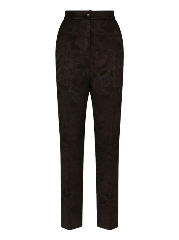 Dolce & Gabbana Floral Appliqué Tapered Trousers - Black