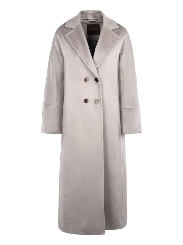 MOORER Double-breasted Long Coat - Marmo