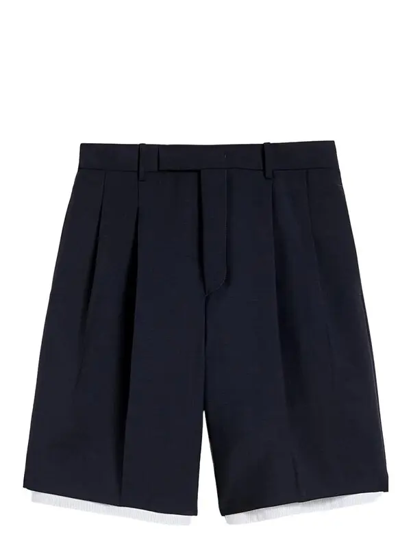 JIL SANDER Double-layer Pleated Shorts - Dark Blue