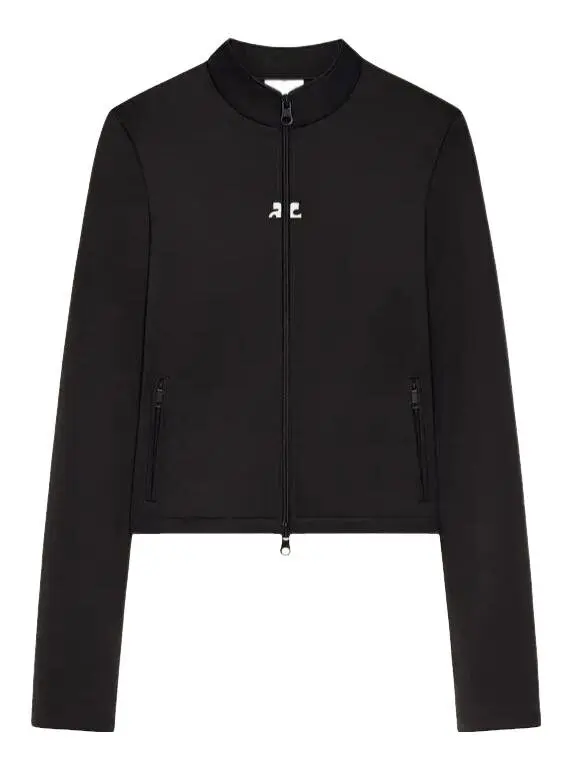 COURREGES Courrèges Biker Track Jacket With Embroidered Logo - Black