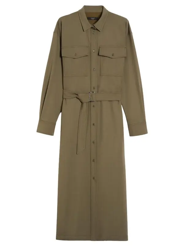 Max Mara Gabardine Wool Shirt Dress - Green