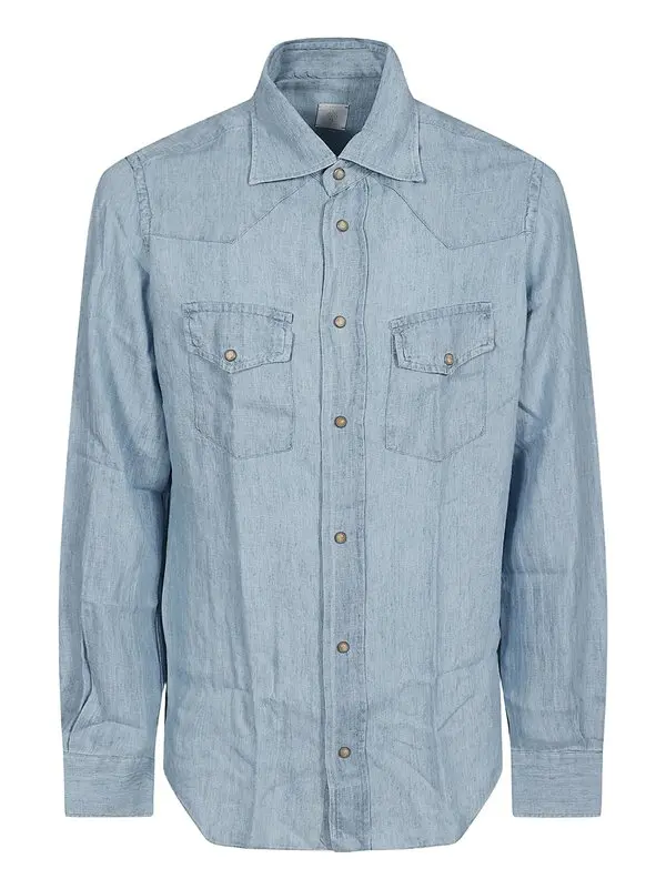 Eleventy Western Denim Shirt - Blue