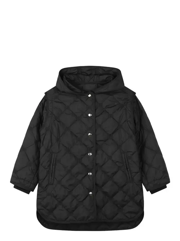 Givenchy 4g-motif Quilted Hooded Coat - Black