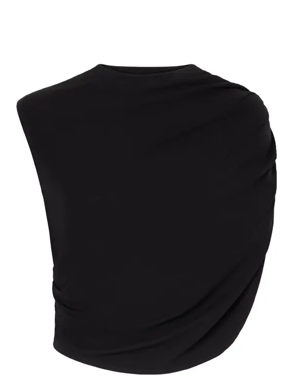 Cult Gaia Celene Pleated Crepe Top - Black