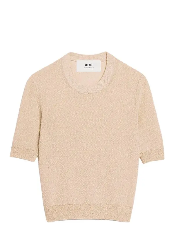 Ami Short-sleeve Knitted Top - Nude