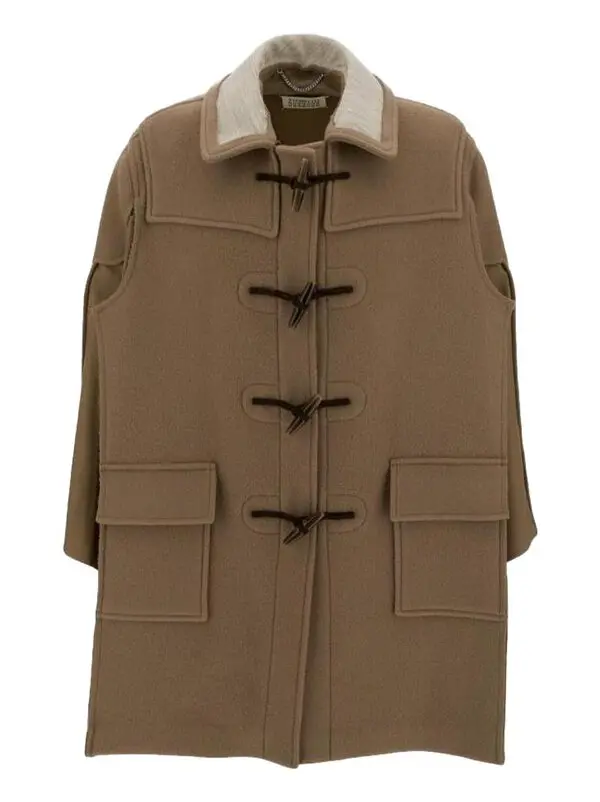 MAISON MARGIELA Single Breasted Wool Coat With Toggle Closures - Green