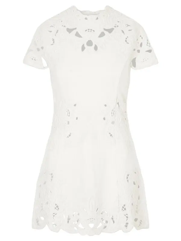 Cult Gaia Zafira Embroidered Lace Mini Dress - Off White