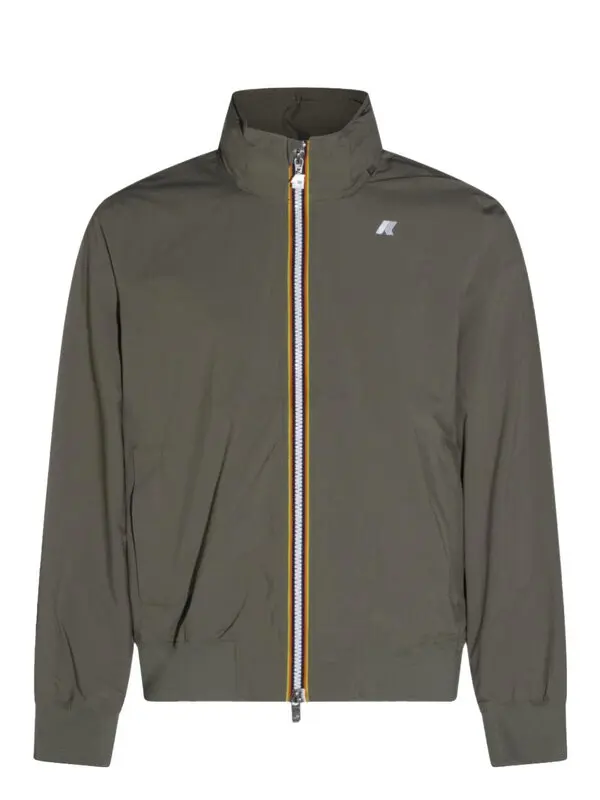 K-WAY Striped Zip Stand-collar Jacket - Black