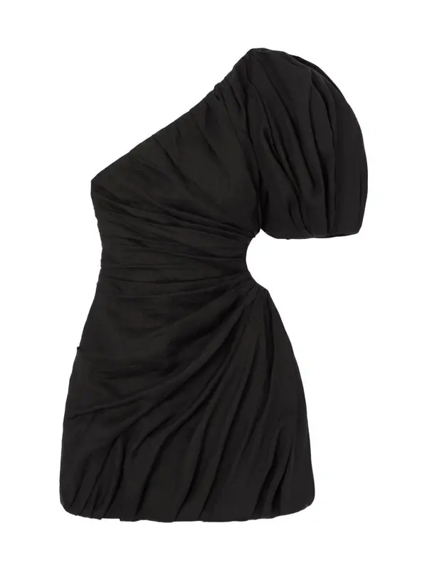 Chloé Gathered One-shoulder Mini Dress - Black