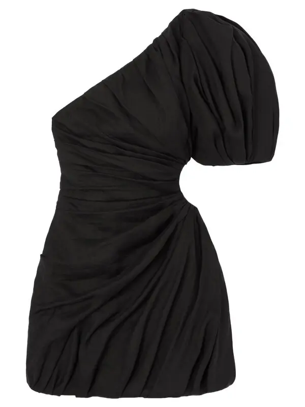 Chloé Gathered One-shoulder Mini Dress - Black