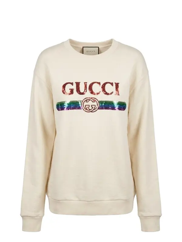 Gucci Sequin Logo Sweatshirt - White