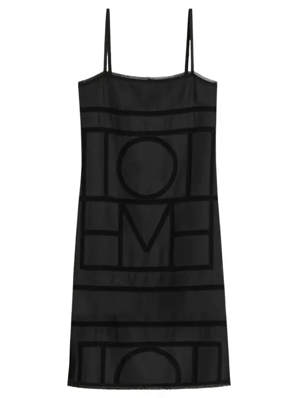 TOTEME Monogram Dress With Embroidered Trim - Water-washed Black