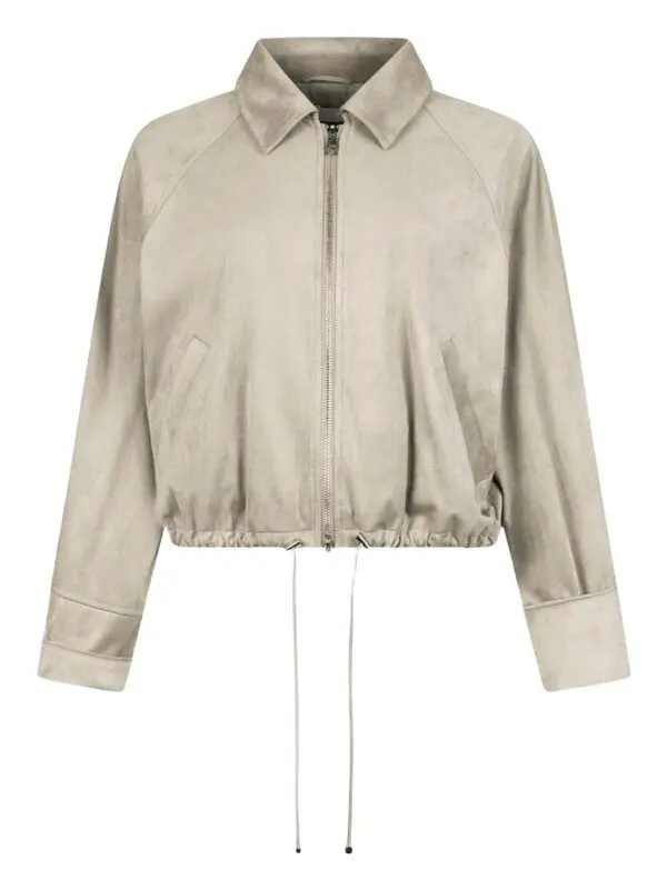Liu Jo Drawstring Suede Bomber Jacket - Grey
