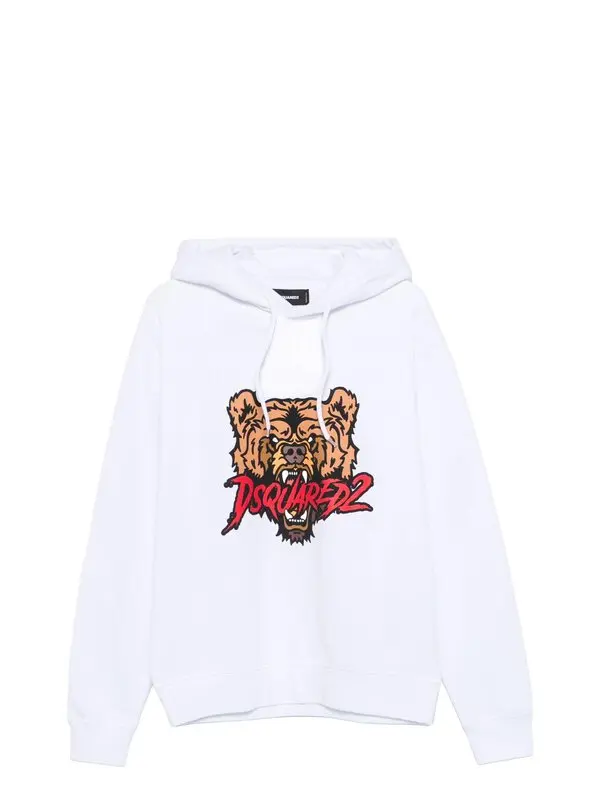 Dsquared2 Bear Logo Cool Fit Hoodie - White