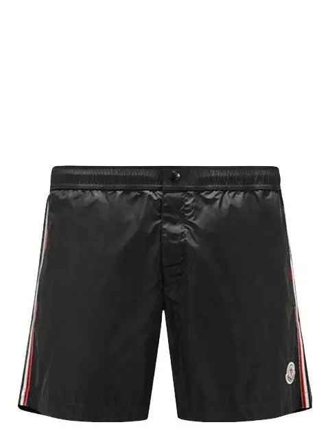 Moncler Logo Patch Boxer Swim Shorts - Black