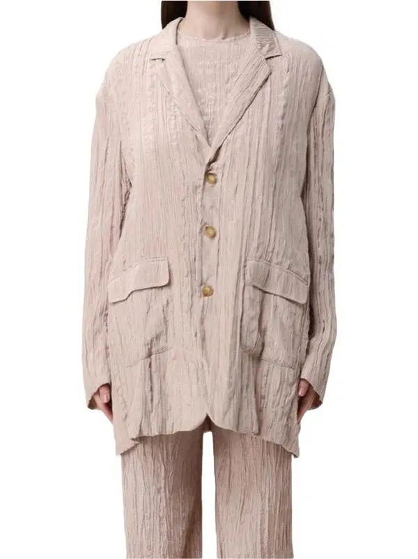 ALYSI Crinkled Three-button Blazer - Pink