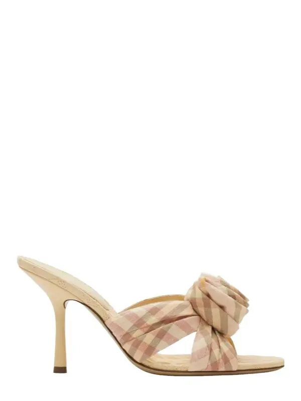 Burberry Checked Rose Detail Mules - Teacup