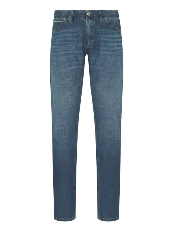 Brioni Slim-fit Jeans With Embellished Pocket - Blue