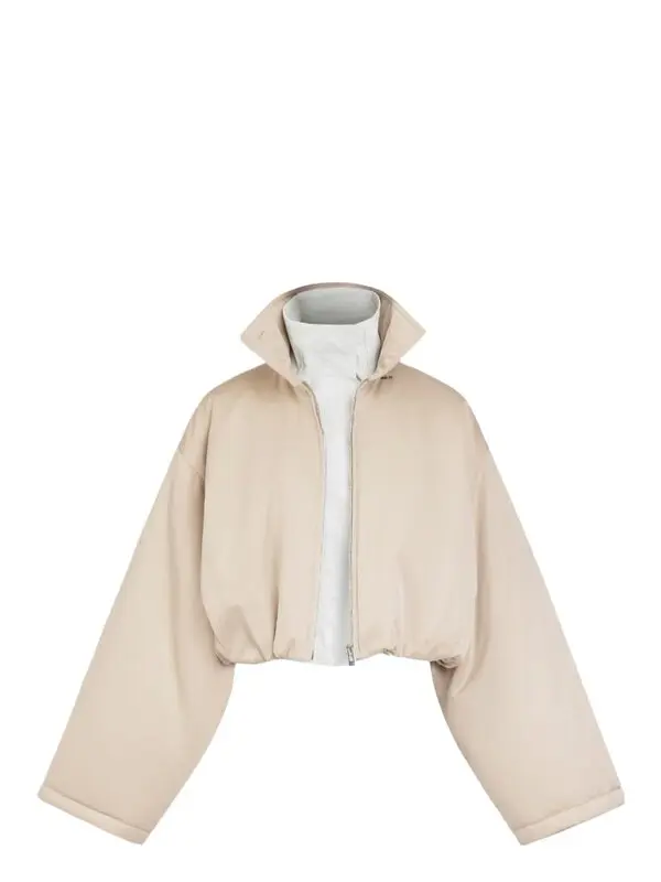 Alaïa Cropped High-neck Bomber Jacket - Beige