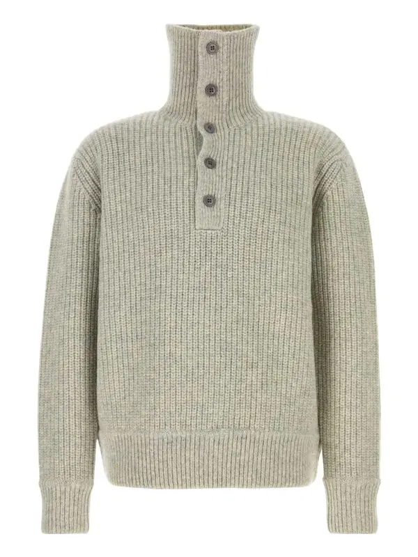 Dries Van Noten Stand Up Collar Knitted Polo Shirt - Nude