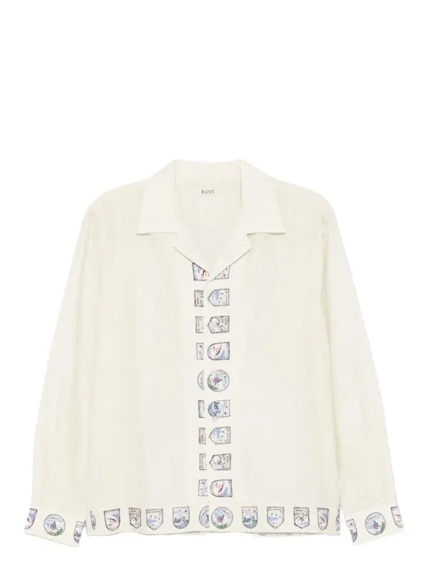 BODE Long-sleeve Shirt With Patterned Trim - White
