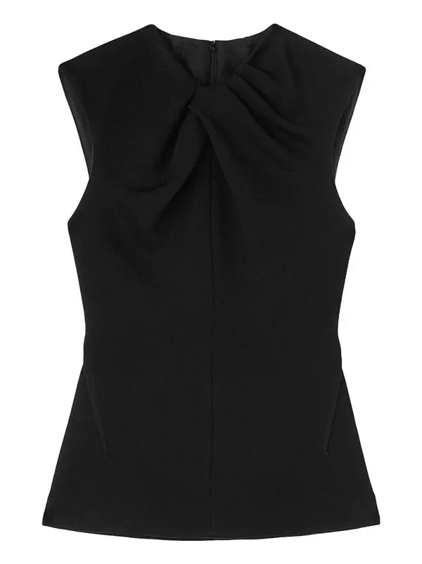 JIL SANDER Draped Neck Sleeveless Satin Top - Black
