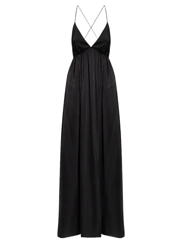 Zimmermann Sensory Gathered Silk Maxi Dress - Black