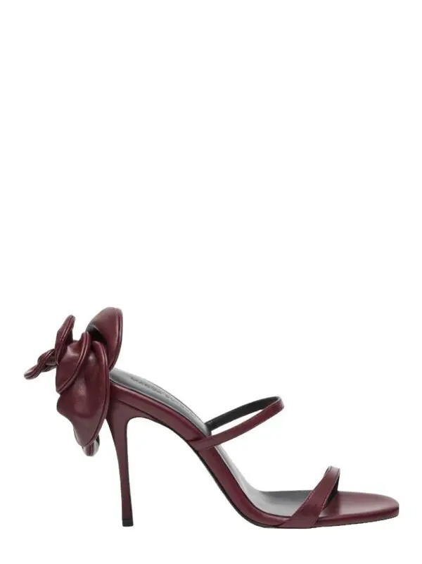 Magda Butrym Flower Heel Leather Sandals - Burgundy Red