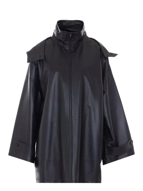 THE ROW Cassandre Leather Coat - Black