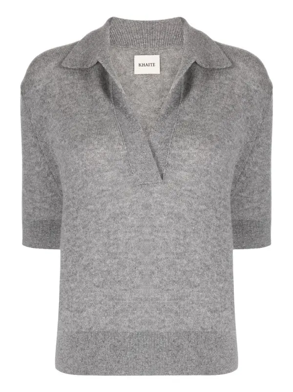 Khaite Jo Short Sleeve Polo Top - No