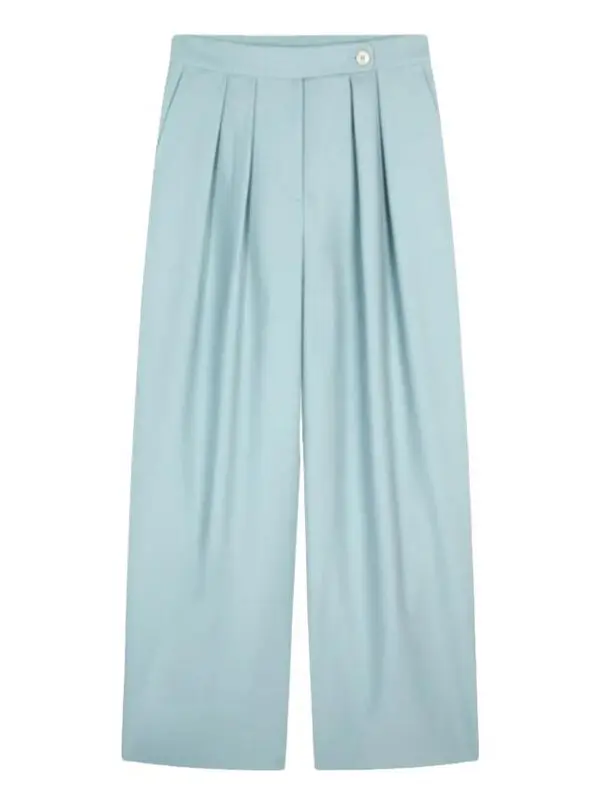 Dries Van Noten Wide-leg Pleated Trousers - Sky Blue