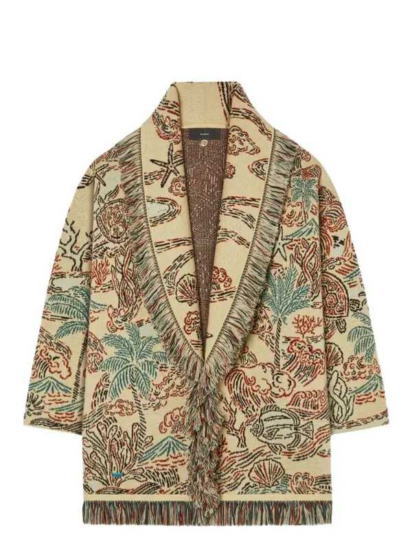 Alanui Jacquard Knit Cardigan With Tassels - Nude