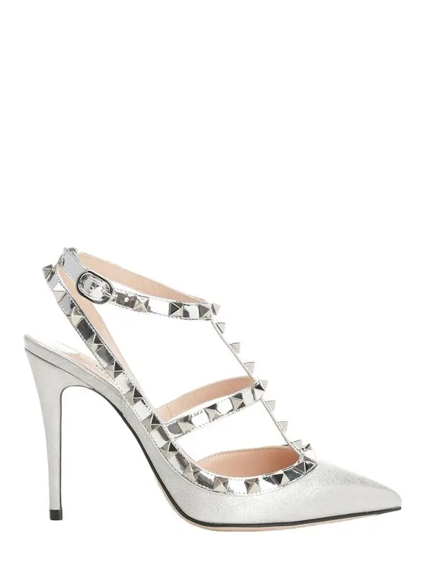 Valentino Garavani Studded Pointed Toe Heels - Silver