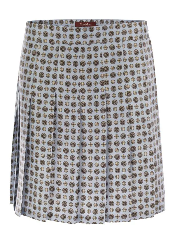 Max Mara Madison Pleated Skirt With Graphic Print - Gray