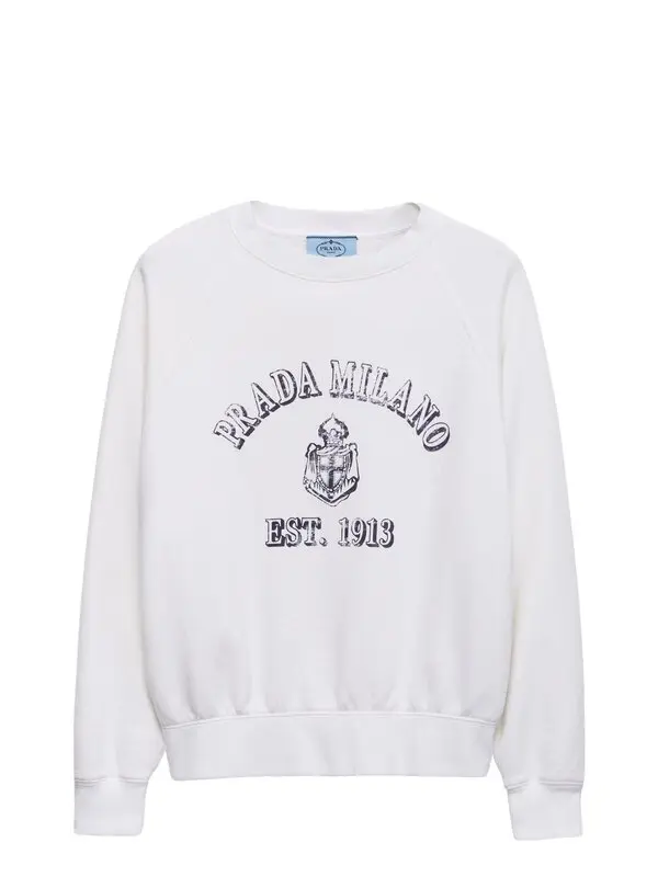 Prada Logo Printed Crewneck Sweatshirt - White