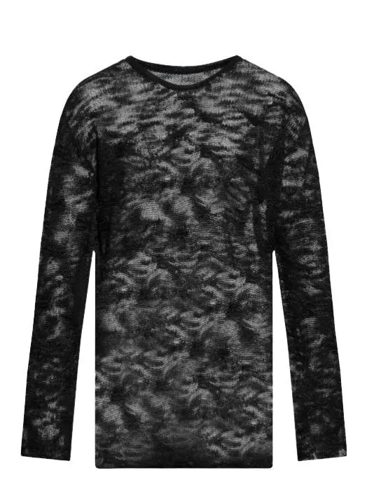 MAISON MARGIELA Distressed Logo Patch Crewneck Jumper - Black
