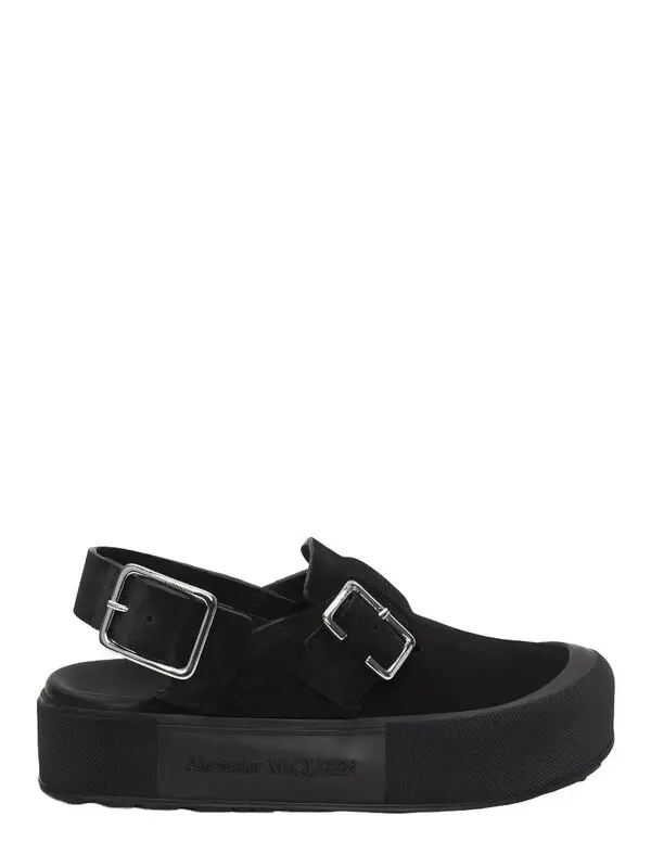 Alexander McQueen Buckle-fastened Round-toe Platform Sandals - Black