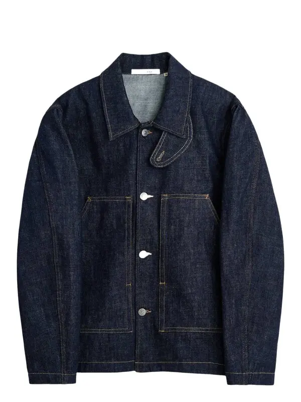 SUNFLOWER Workwear Denim Jacket With Removable Windproof Flap - Black
