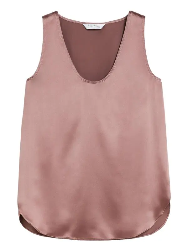 Max Mara Filly V-neck Sleeveless Silk Satin Top - Lavender